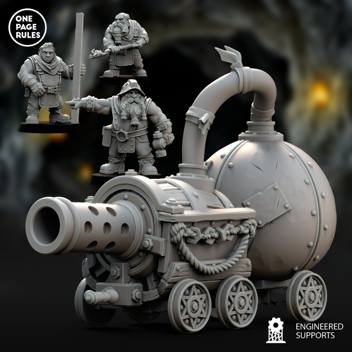 3D Printable Dwarf Artillery (Flame Cannon) - Dwarves by One Page Rules